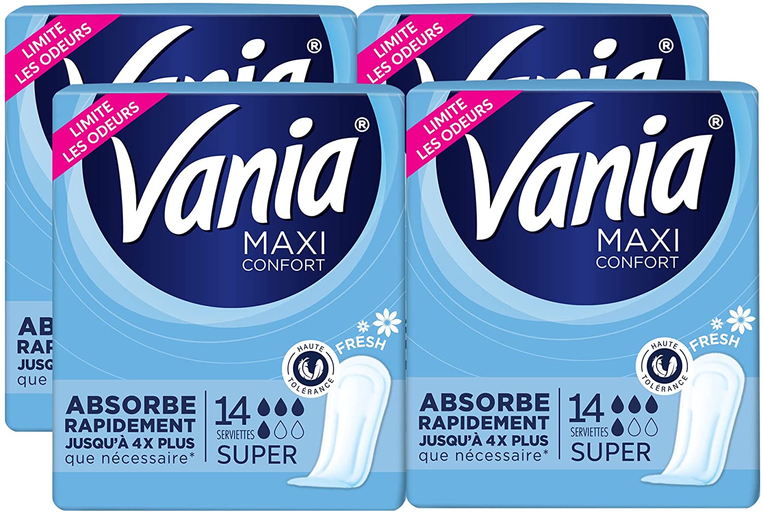 Vania Serviettes Hygiéniques, Maxi Confort, Super, 4 x 14 Serviettes ...